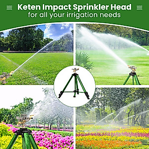 Keten Impact Sprinkler on Tripod Base, Tripod Sprinkler with 300 Degree Large Area Coverage, Extra Tall Heavy Duty Water Sprinkler for Lawn/Yard/Garden