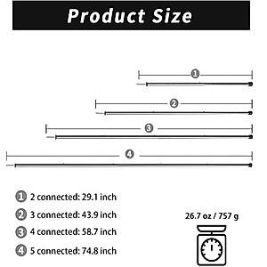 SAN LIKE Tent Pole Telescopic Adjustable tarp Poles for Camping Canopy Awning Shelter Backpacking Hiking -(Adjustable Length - Steel)
