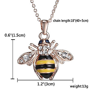 Figaro Design Elegent Crystal Yellow Little Bee Colored Glaze Drip Honey Bee Little Bumblebee Pendant Necklace
