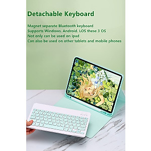 iPad 10th Generation 2022 Keyboard Case Cute Color Keyboard Detachable Bluetooth Keyboard Cover with Pencil Holder for iPad 10 10.9 inch (Dark Pink)