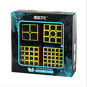Cuberspeed MFJS MeiLong Carbon Fiber Cubic Gift Box Bundle Phantom Carbon Fiber Sticker Speed Cube 2x2 3x3 4x4 5x5 Stickerless with Black Sticker Puzzle