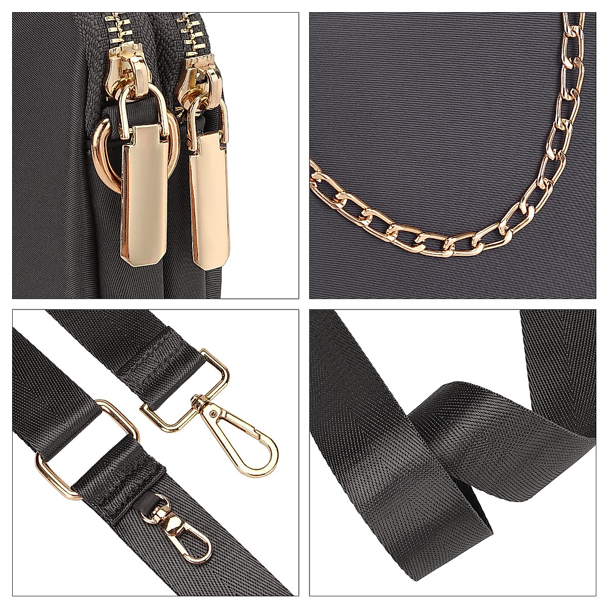 Uromee Corssbody Bags for Women Nylon Fashion Shoulder Purse Fanny Pack Travel Hiking Detachable Pouch Adjustable Strap