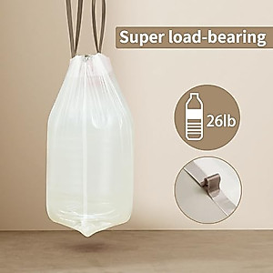 Noacy Small Trash Bags 4 Gallon Drawstring Apply to Kitchen Bathroom Bedroom Trash Can Mini White Garbage Bags, 62 Count