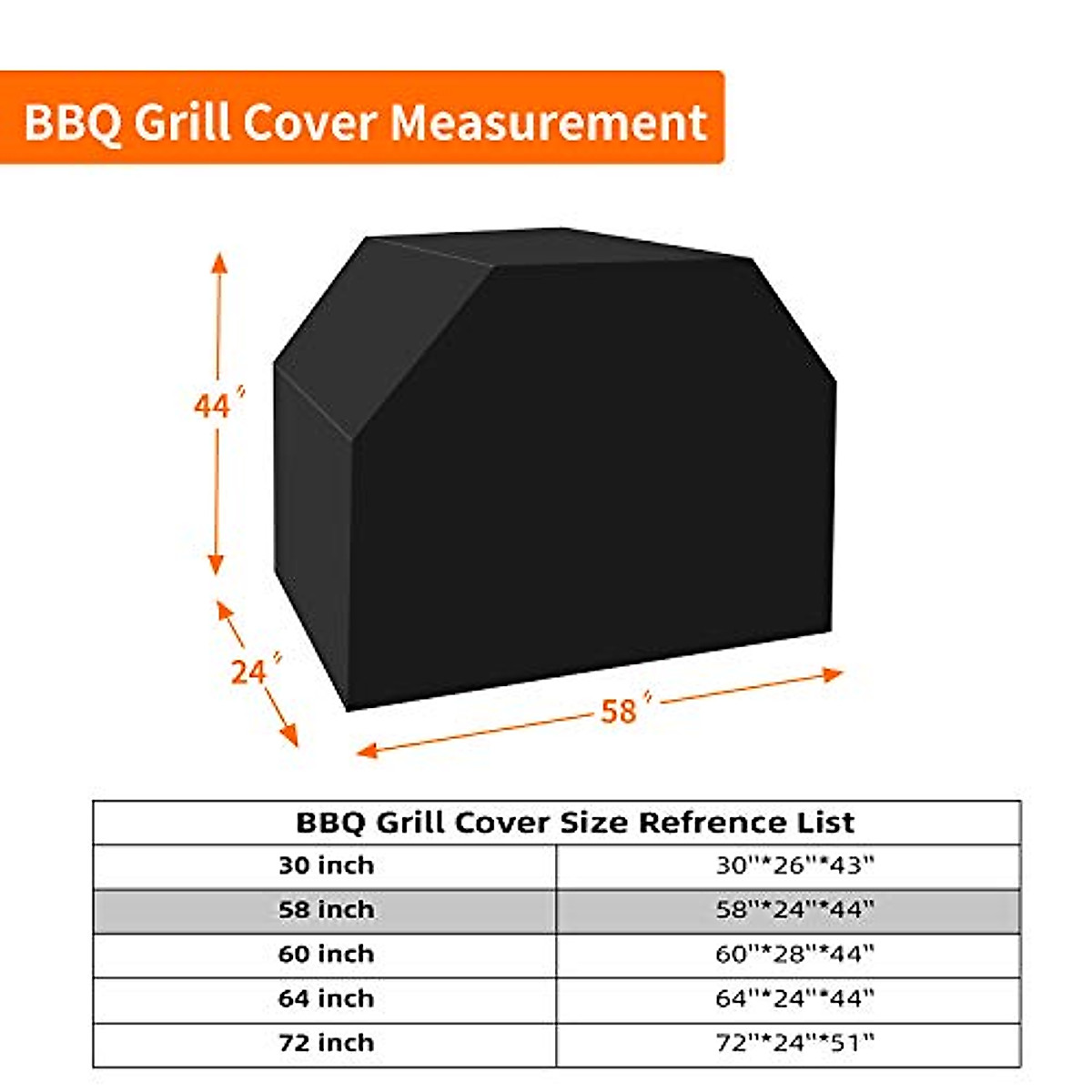 Easy Going Heavy Duty Gas Grill Cover, 58-inch Waterproof BBQ Grill Cover,UV & Dust & Weather Resistant Material,Durable and Convenient (58 in,Black)