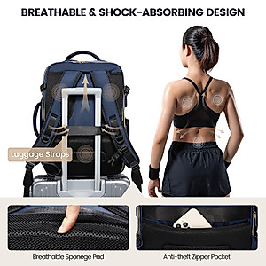 LOVEVOOK Carry on Backpack,Travel Backpack Airline Approved with Toiletry Bag,Expandable 30-40L Large Laptop Backpack Women Waterproof, Fit 17.3 Inch with USB Charging Port Shoes Compartment