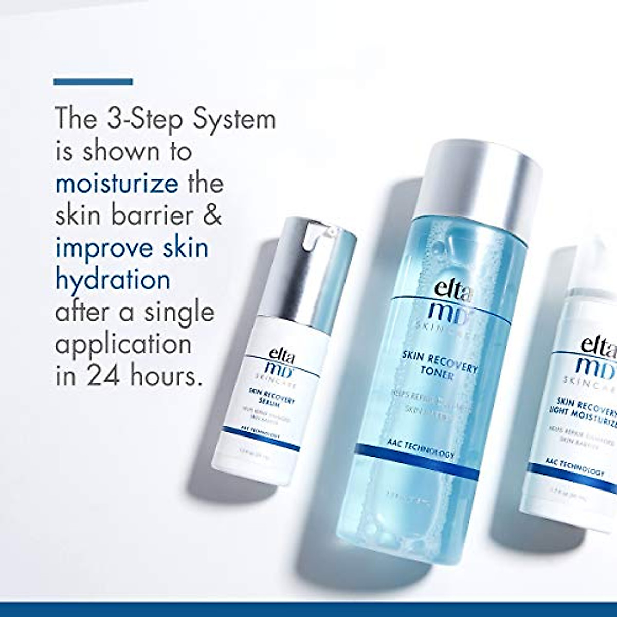 EltaMD Skin Recovery System Facial Skin Care Set includes Gentle Essence Toner, Serum and Light Moisturizer, 3-Piece Set