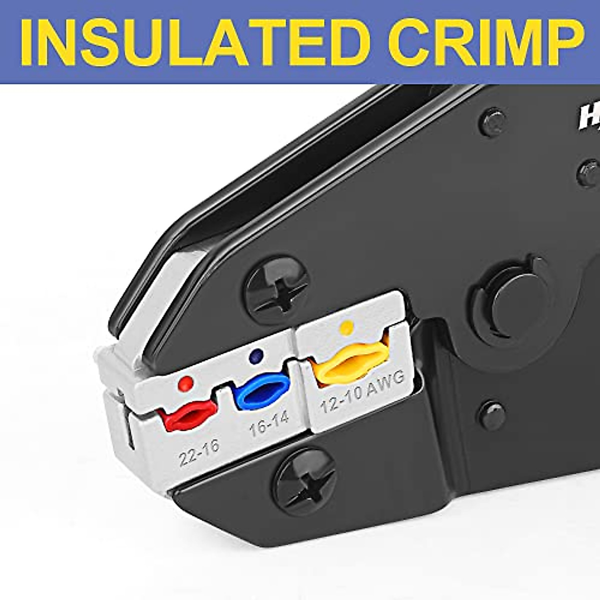 haisstronica Crimping Tool for Insulated Electrical Wire Connectors-AWG 22-10 Ratchet Crimper Tools-Racheting Wire Crimping Tools-Available for Insulated Connectors and Wire Terminal HS-9327