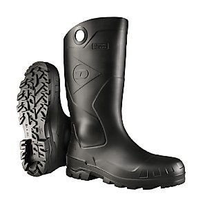 DUNLOP Protective Footwear, Chesapeake Steel Toe, 100% Waterproof, Lightweight, Industrial and Construction PVC Boots, Slip Resistant, 8677677.07, Size 7 US, Black