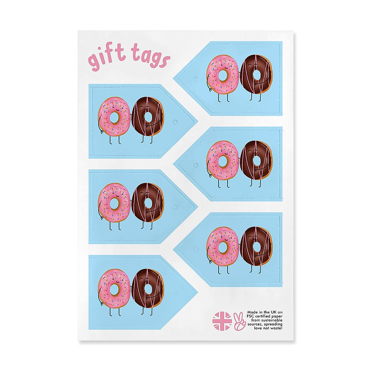 CENTRAL 23 - Blue Wrapping Paper - Donut Friends - Pink - 6 Sheets of Birthday Gift Wrap - for Girls Kids Women - Valentines Gift Wrap for Girlfriend Wife - Recyclable