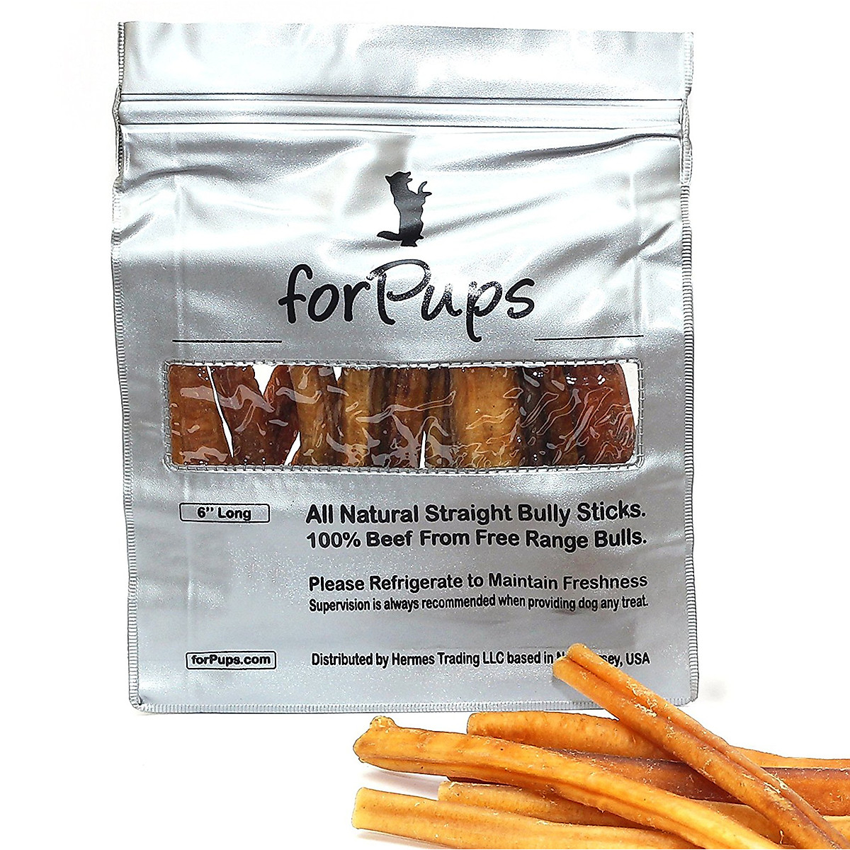 forPups Standard Thickness Bully Sticks (6 Inch - 25 Pack) - All Natural, Grass-Fed, Non-GMO (6") 100% Beef Pizzle Dog Chews, Fully Digestible, Best Dental Treats
