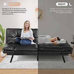 MUUEGM Futon Sofa Bed, Memory Foam Futon, Convertible Futon Couch, Futon Sofa Bed Couch,Modern Loveseat Sofa,Comfy Sleeper Sofa for Compact Space,Apartment, Living Room,Easy Assemble,Black