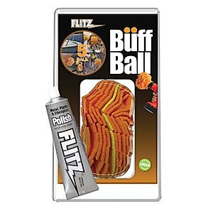 Flitz PB 101-50 Buff Ball Car Buffer Drill Attachment with Self-Cooling Design That Never Scorches or Burns + No Exposed Hardware to Prevent Scratches, Buff and Polish Any Surface, Machine Washable, 5 Inch,Orange