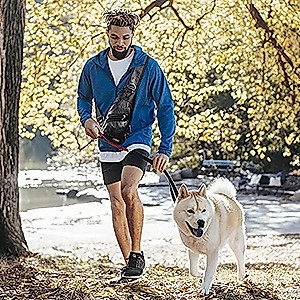 Peicees Leather Sling Bag Mens Crossbody Bag Chest Bag Sling Backpack for Men with USB Charge Port