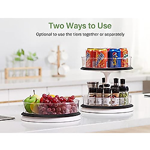 Kootek 2 Tier Lazy Susan Organizer, 11 Inches Height Adjustable Rotating Turntable, Spice Rack for Kitchen Cabinet, Countertop, Bathroom, Makeup, Pantry Organization and Storage with 4 Divided Bins