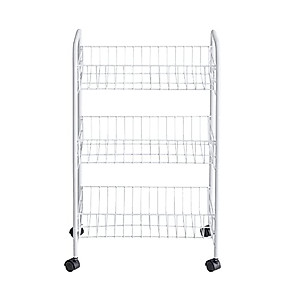 Rubbermaid 3-Tier Shelving Wheeled Organizer, Wire Adjustable Metal Storage Cart, for Office/Kitchen/Bedroom/Laundry Home Use