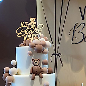 ZAIBIANHAO We Can Bearly Wait Cake Topper,Bear Cake Decorations, We Can Bearly Wait Wooden Cake Topper for Baby Shower Party Supplies,Gender Reveal Party Supplies (Bearly Cake Topper)
