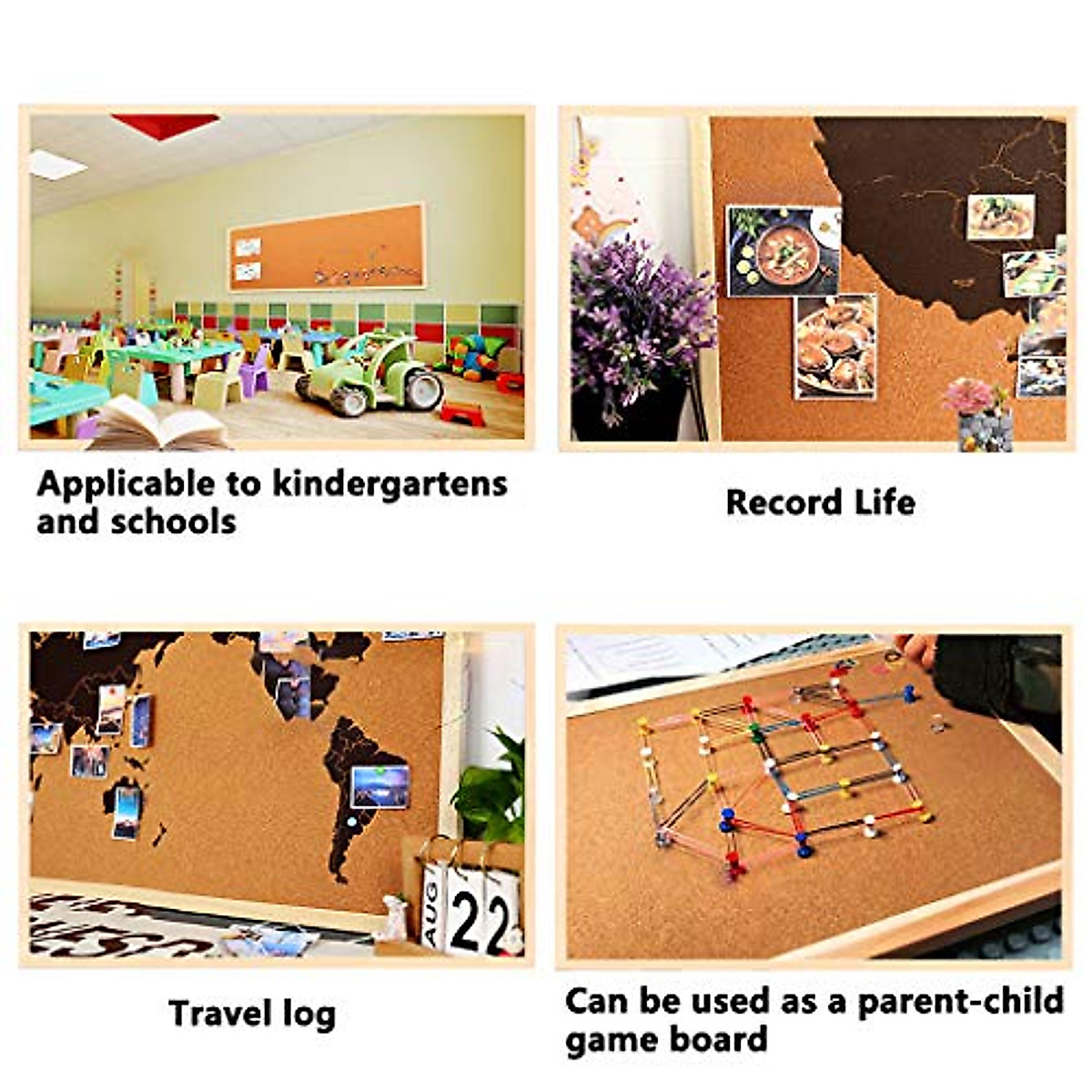 Cork Board Photo Wall, Home Wall-Mounted Message Board, Bulletin Board for Office or Classroom, Pushpin Board, memo Board