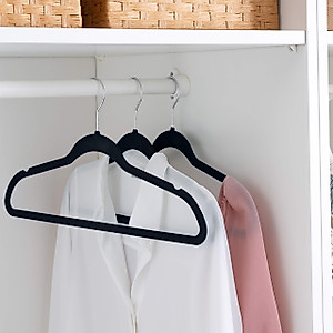 Simplify Slim Velvet Clothes Hangers | 100 Pack | Non-Slip | Shirts | Suit | Pants | Dresses | Garments | Closet Storage & Organization | Durable | Black