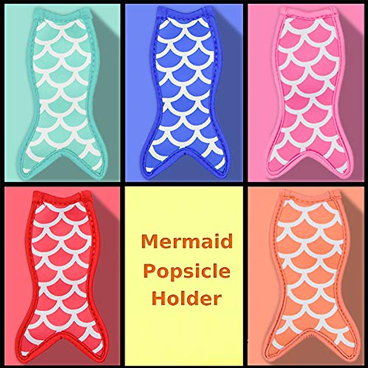 Popsicle Holder Bags Mermaid and Shark Ice Pop Sleeves Freezer Reusable Popsicle Covers 10 Pc