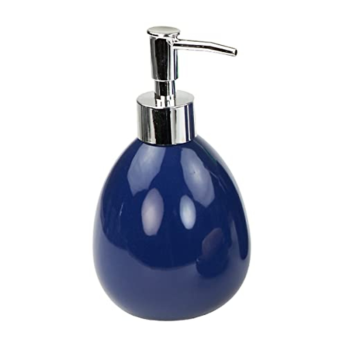 4-Piece Ceramic Bathroom Set (Navy), By Home Basics | Contemporary Design Bathroom Sets | Bath Accessories For Bathroom | Includes Soap Dish, Tumbler, Toothbrush Holder, and Lotion Dispenser