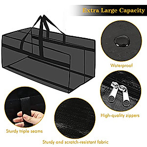 Fixwal 8pcs Heavy Duty Moving Bags Extra Large, Moving Totes with Strong Handles & Zippers, Packing Bags Storage Bags for Moving, Space Saving, Clothes, Moving Supplies, Moving Boxes （Black）