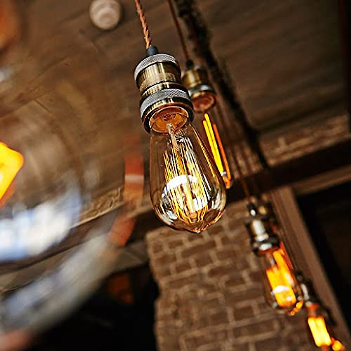 Moonrock & Co. Vintage Edison Light Bulbs - 60W Old Fashion Squirrel Cage Filament - 120 Volts - 230 Lumens - ST58 Teardrop - Dimmable Antique Amber Lighting - Warranty Included
