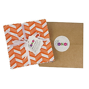 Soimoi Precut 10-inch Geometric Patterns Prints Cotton Fabric Bundle Quilting Squares Charm Pack DIY Patchwork Sewing Craft- Orange & Black