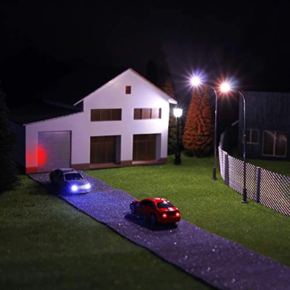EC150 12pcs 1:150 N Scale Model Lighted Cars (Color Random) with 12V LEDs for Building Layout New