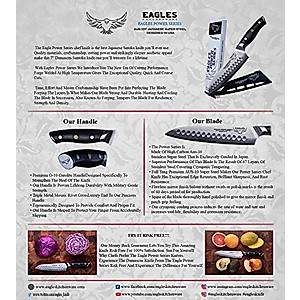 EAGLES KITCHENWARE Chef's Knife – Eagles Power Series – AUS10 Japanese Super Steel – Vacuum treated– Gift Box & Blade Guard (7" Chef's Knife)