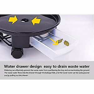 17.7inch Black Plant Caddy with Water Container, Heavy Duty Plant Stand with 5 Wheels, Round Flower Pot Mover Plant Saucer, Home Garden Planter Dolly Caster with Wheels Rolling Plant Tray (1pc)