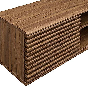 Modway Render 60" Mid-Century Modern Wall Mount Media Console TV Stand, 60 Inch, Walnut