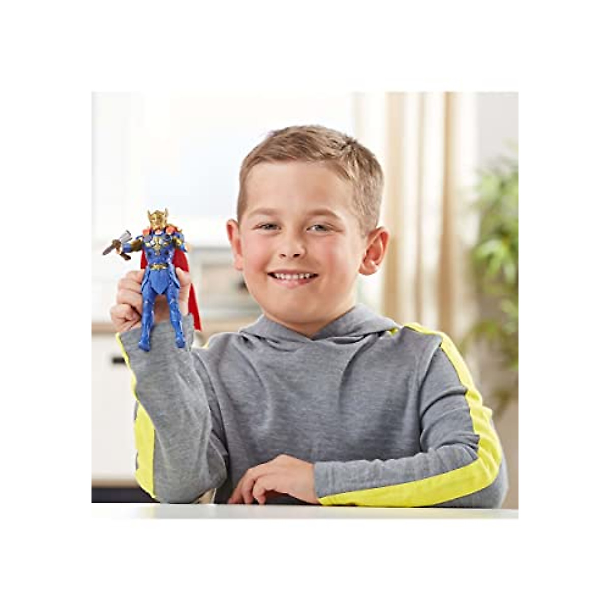 Marvel Studios' Thor: Love and Thunder Thor Toy, 6-Inch-Scale Deluxe Action Figure with Action Feature, Toys for Kids Ages 4 and Up