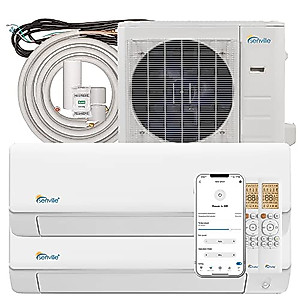 Senville SENA-18HF/D Dual Zone Mini Split Air Conditioner Heat Pump, 18000 BTU, Works with Alexa, White