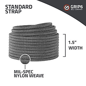 GRIP6 Classic Belt - 1.5-Inch Adjustable Nylon Belts - Versatile Lifestyle and Tactical Belt for Men and Women - Made in the USA (Gunmetal) *OLD SIZE*