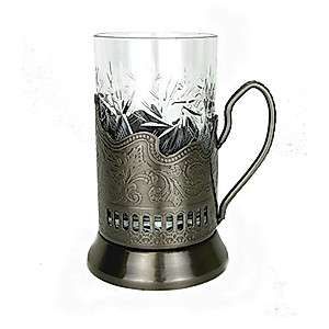 World Gifts Cut Crystal Drinking Glass for Hot/Cold Beverage Fits Russian Metal Glass Holder Podstakannik - USSR Soviet Glassware - 8.5 oz