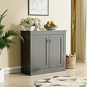 Cozy Castle Black Storage Cabinet, Free Standing Buffet Cabinet with Storage, Accent Cabinet with Doors and Shelves, Sideboard for Kitchen, Entryway or Hallway