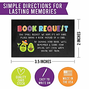 25 Books For Baby Shower Request Cards - Fiesta Baby Shower Invitation Inserts, Book Request Baby Shower Guest Book Alternative, Bring A Book Instead Of A Card, Baby Shower Book Request