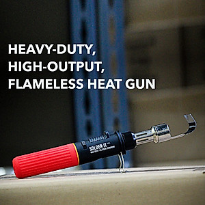 Solder-It Red Ultra Therm Flameless Heat Gun (MJ-950) | Cordless Heat Gun with Wide Nozzle | Heavy Duty with 20 mL Butane Refill Tank | Mini Heat Gun for Crafts, Heat Shrink, and PVC Bending