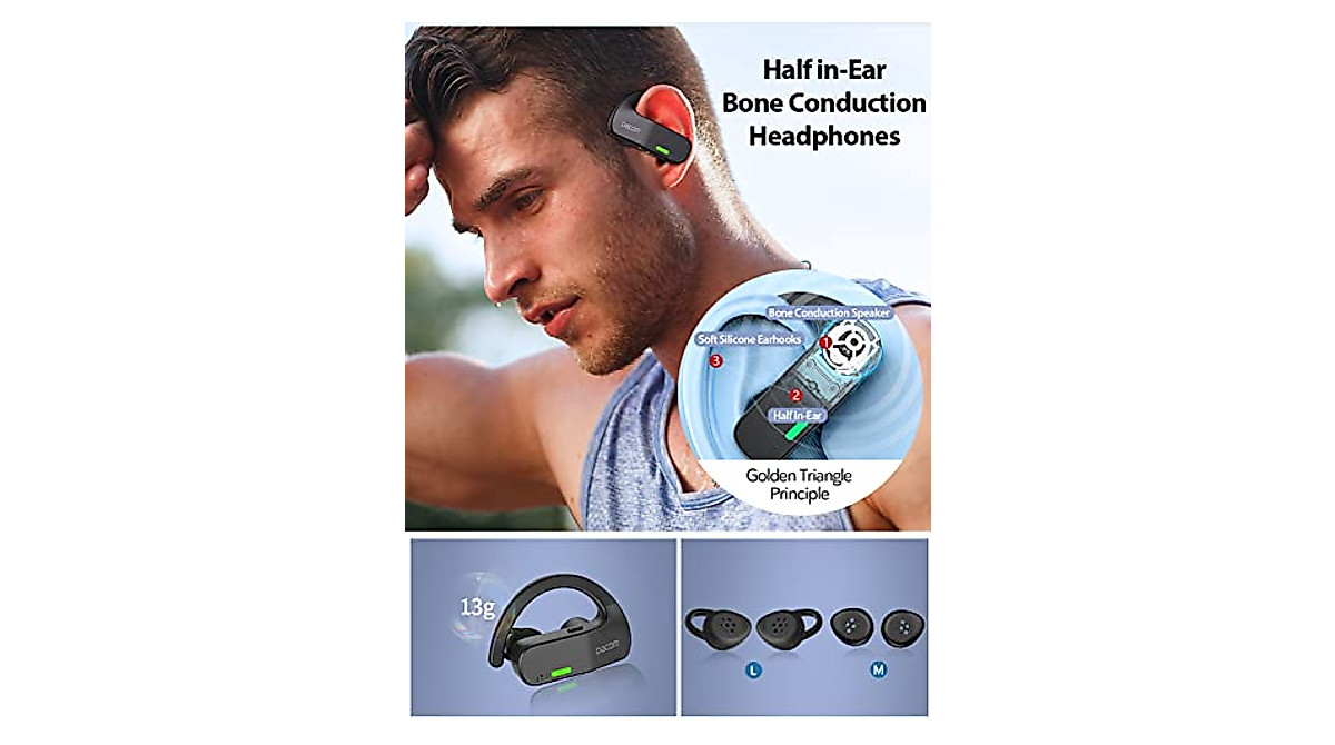 DACOM Bone Conduction Headphones - Wireless Sports Earbuds with 26H ...