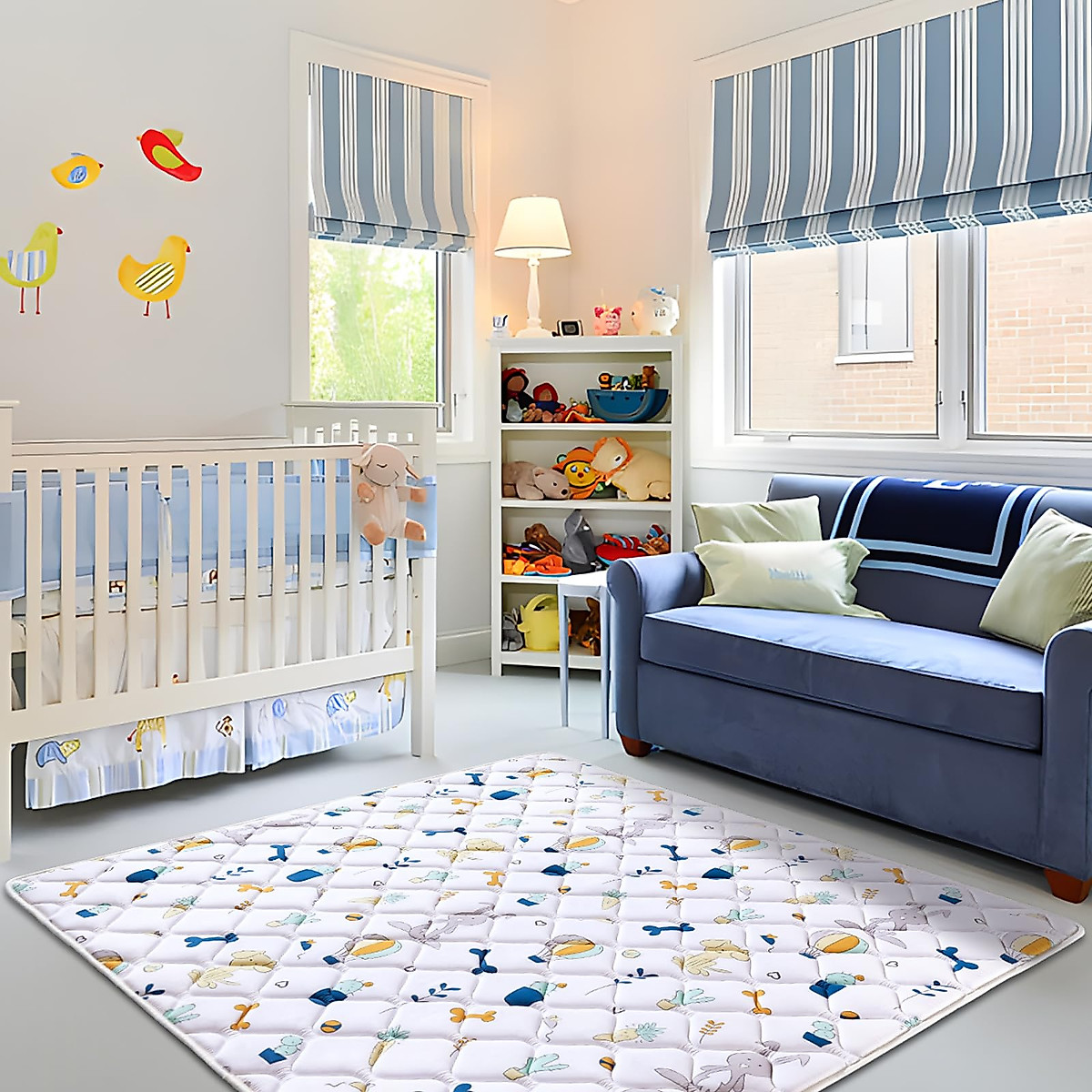 Premium Baby Play Mat 50" X 50", Thicken Foam One-Piece Crawling Mat, Non-Slip Cushioned Baby Playmats for Infants, Babies, Toddlers, Foldable and Machine Washable