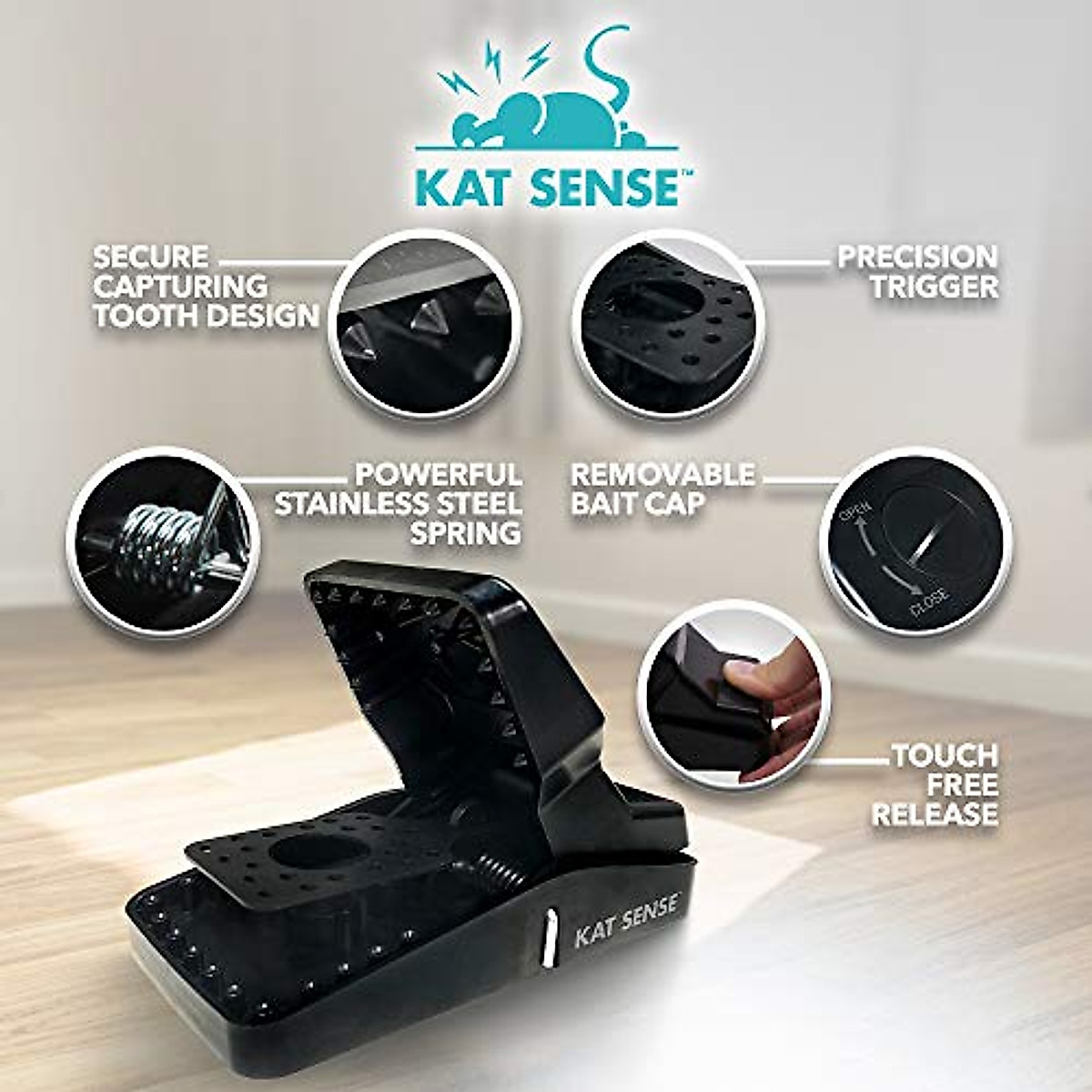 Pest Control Rat Traps for Instant Kill Results, Set of 6 Large Reusable Rodent Snap Trap for Mice ‘N Chipmunks, Big Outdoor Traps That Also Work Indoor for Home