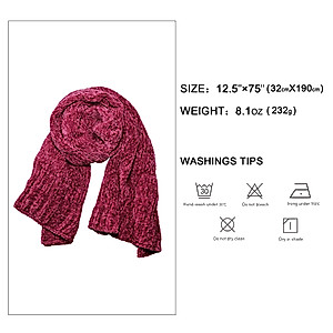 SOJOS Lightweight Ultra Soft Chenille Ribbed Thick Scarf Knit Shawl for Women for Fall Winter Shawl Wrap SC326 with Rose