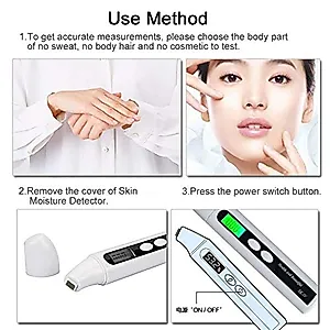 Skin Moisture Analyzer Portable, 0~99.9% Skin Moisture Detector Digital LCD Skin Face Moisture Oil Analyzer Monitor Tester Detector