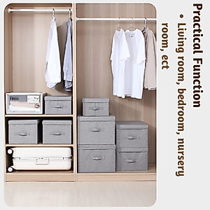 CANFOD Collapsible Storage Bins with Lids2 Pack, Storage Box Bins, Organizer Bins, Storage Bins for Clothes (S(13.7x11.0x7.1) for 8-10 T-shirts, Light Grey)