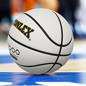 PATTONLEX Basketball - Official Size 7 (29.5") - Composite Leather - Indoor/Outdoor Ball for Men(White)