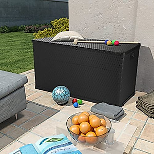 loibinfen Patio Storage Box Anthracite 47.2"x22"x24.8" PP Rattan Patio Garden Outdoor Storage Container for Toys, Furniture Deck box (Weight:24.47 lbs)