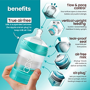 Bare Air-Free 8oz Twin + 2 Nipples by Bittylab. Perfe-Latch (breastfed Babies) & Easy-Latch (Babies fed with Baby Bottles). Cuts Down on Reflux, Colic, Gas, Fuss & Sleep Troubles. Easy Instructions.