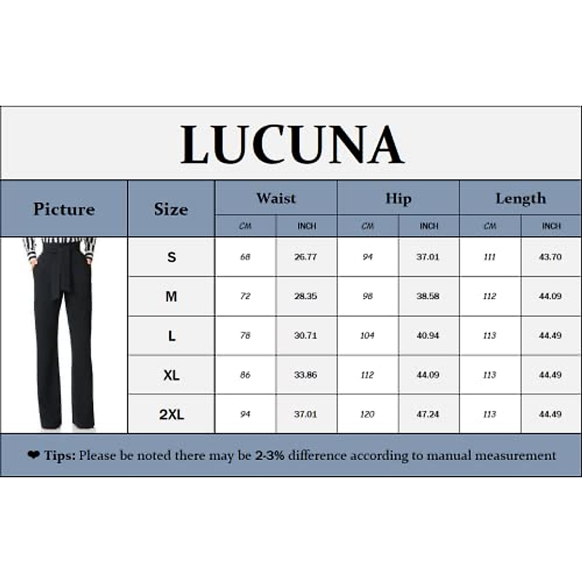 Lucuna Women's Stretchy High Waisted Loose Fit Bootcut Office Work Long Pants with Belt