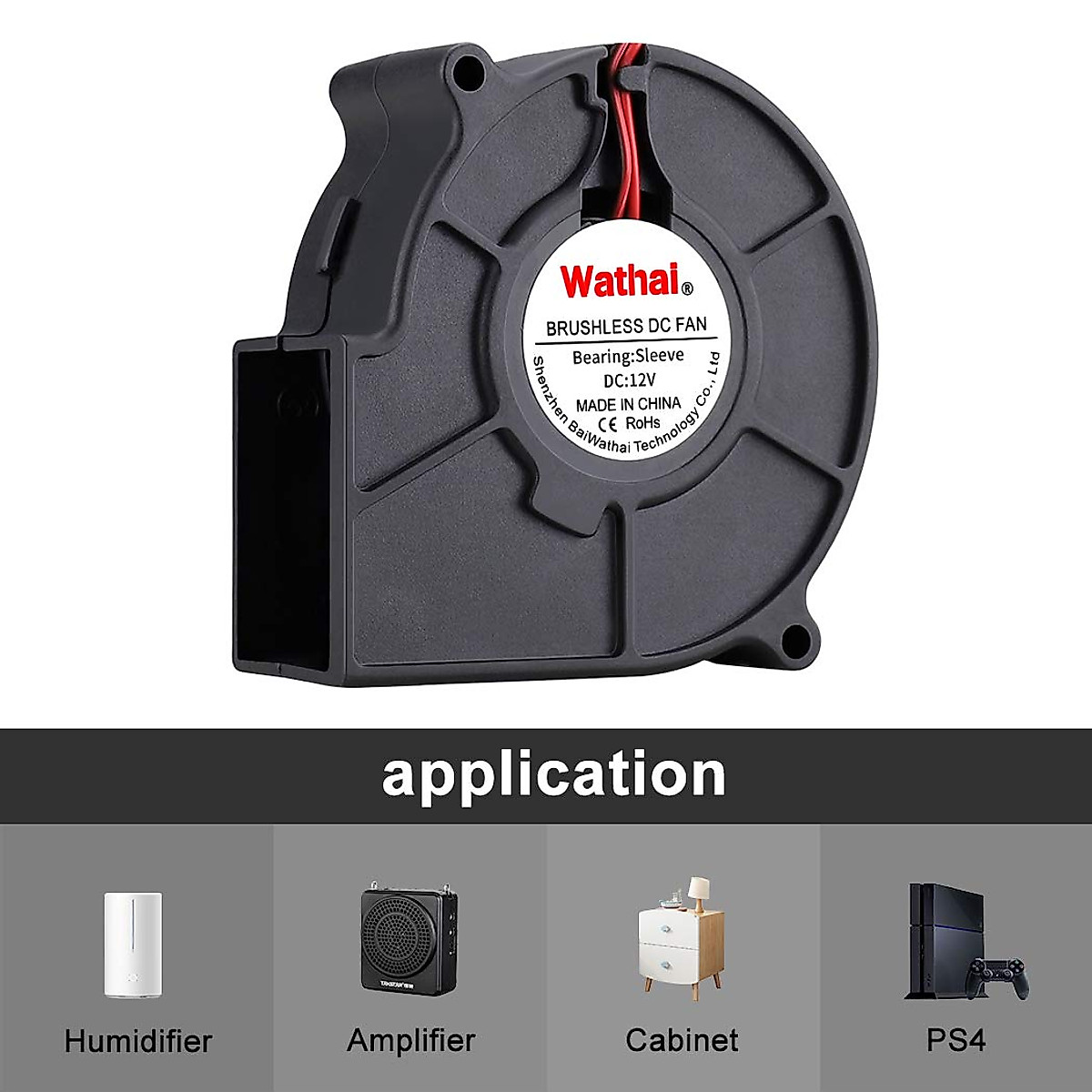 Wathai DC Centrifugal Fan 12V 75mm x 30mm Brushless Cooling Turbo Blower Fan 3 inch