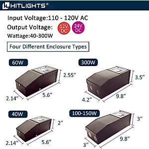 HitLights 60W 12V DC LED Dimmable Driver, 120V AC Input to 12V DC Output Class 2 LED Transformer, Compatible with Lutron and Leviton for LED Strip Lights Black